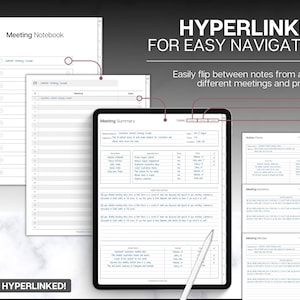 Digital Meeting Minutes Template, Editable Meeting Notes, Digital ...