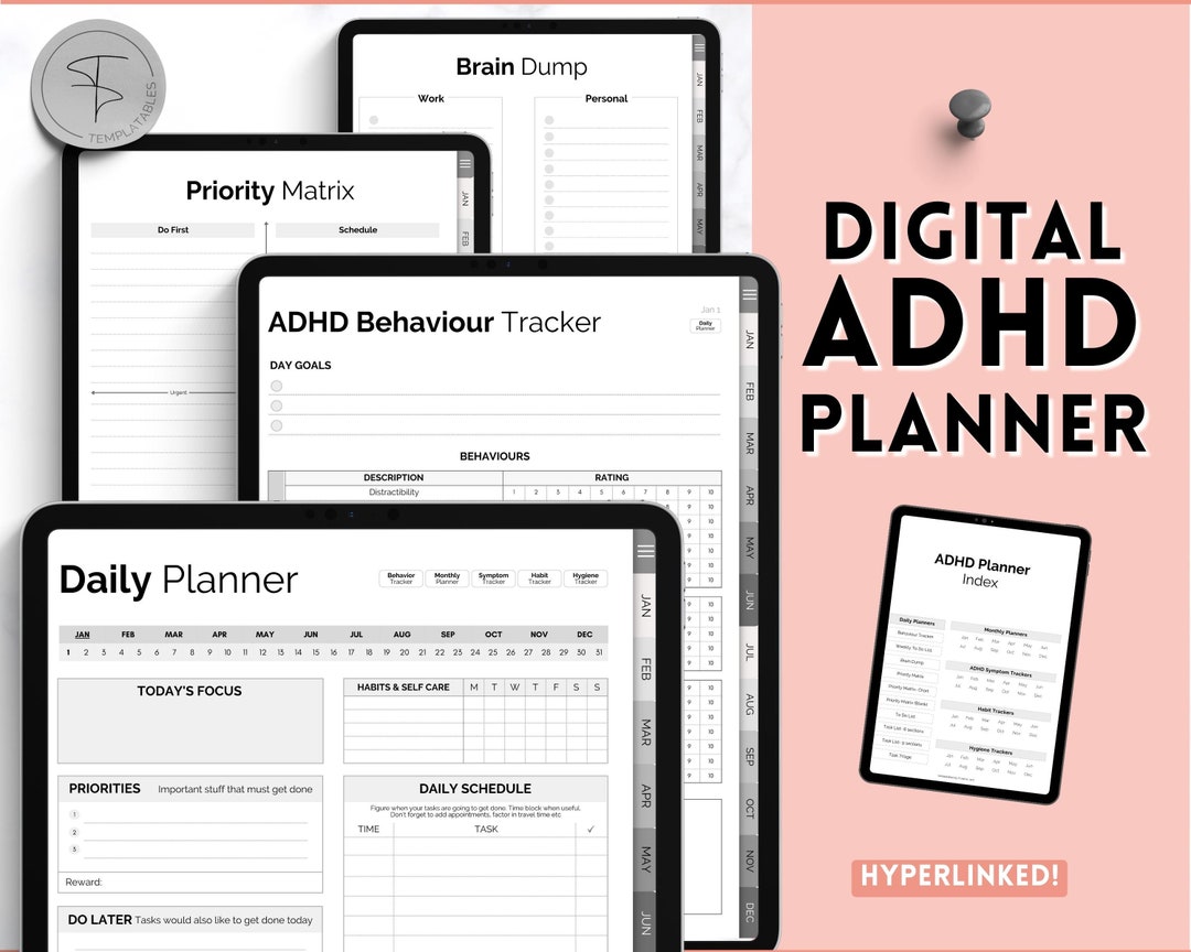 Digital ADHD Planner, Daily Planner for Neurodivergent Adults, Brain ...