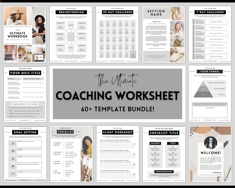 Coaching Worksheet Template Bundle! Canva Workbook Templates, Ebook ...