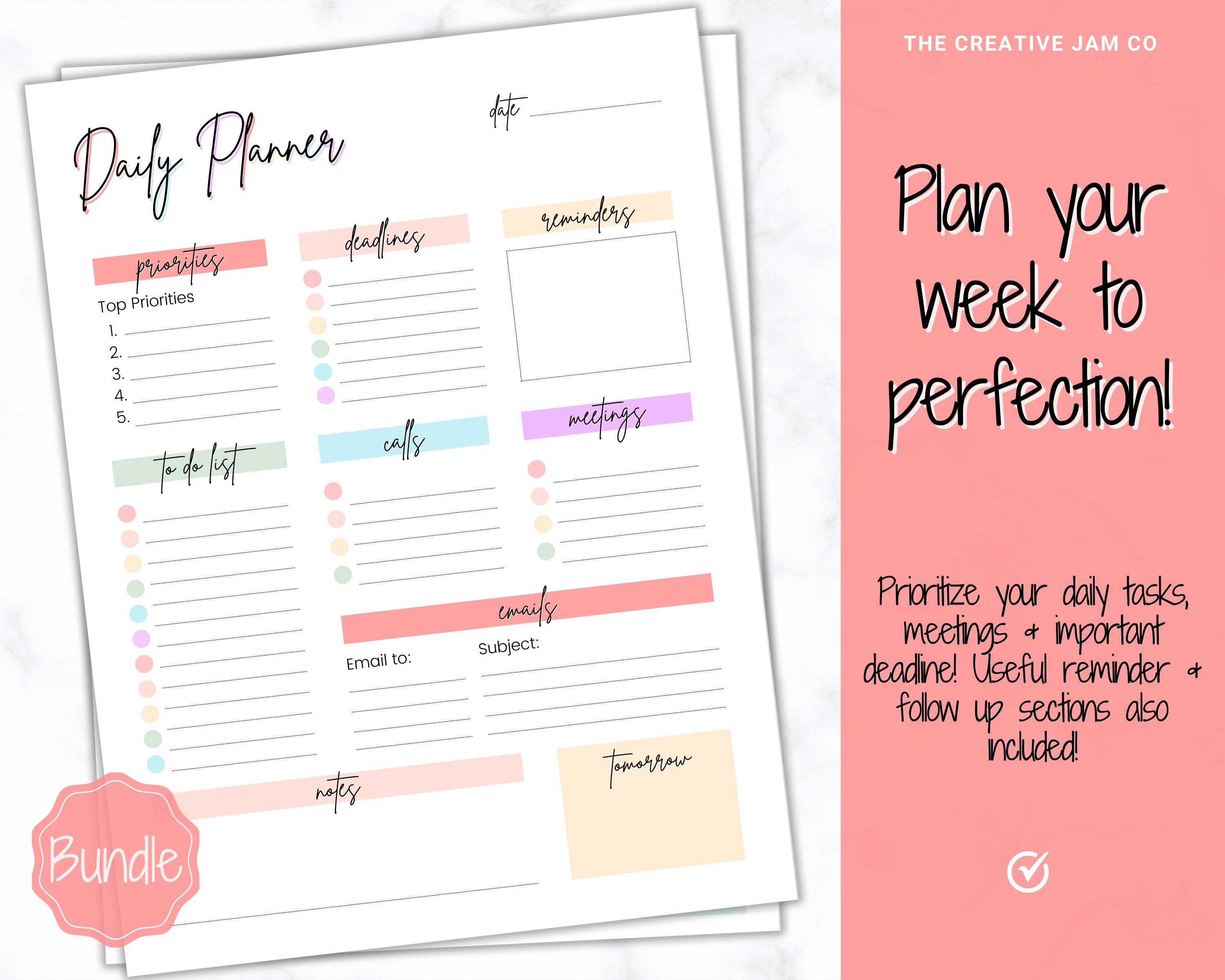 DAILY PLANNER PRINTABLE to Do List Printable Productivity | Etsy