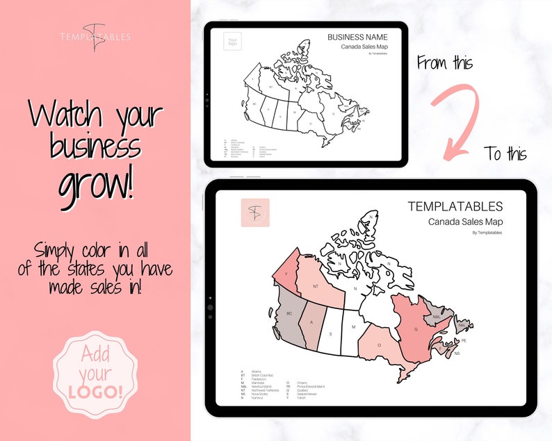 EDITABLE Sales Map Canada Etsy Sales Tracker Business Sales - Etsy
