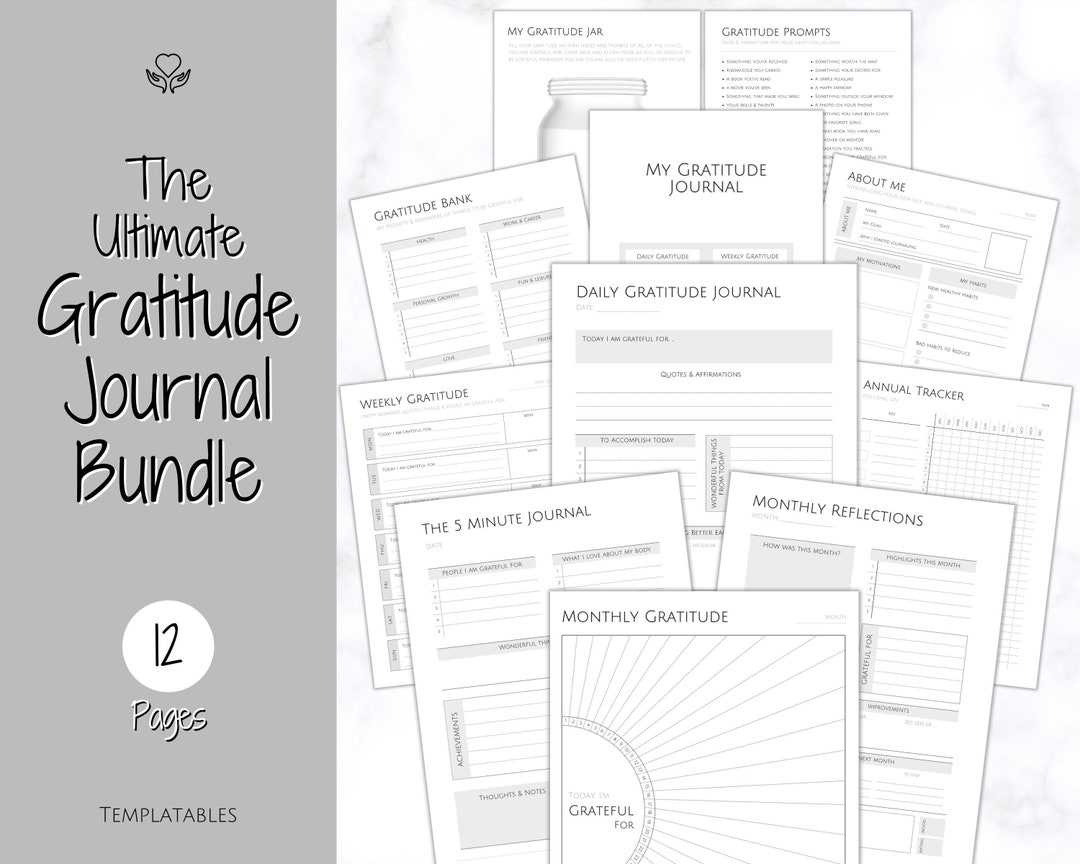 Printable Gratitude Journal BUNDLE Mindfulness Log, Gratitude Template ...