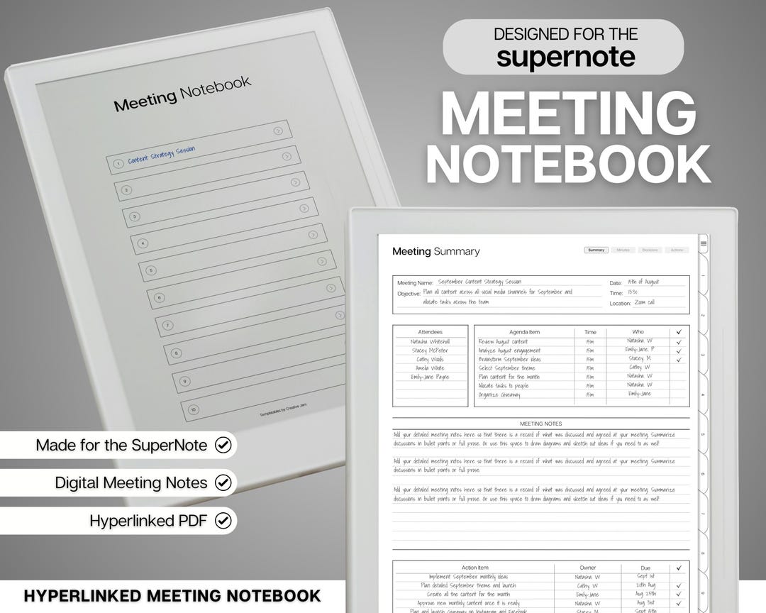 Template for Supernote, Meeting Notes, Supernote Template, Meeting ...