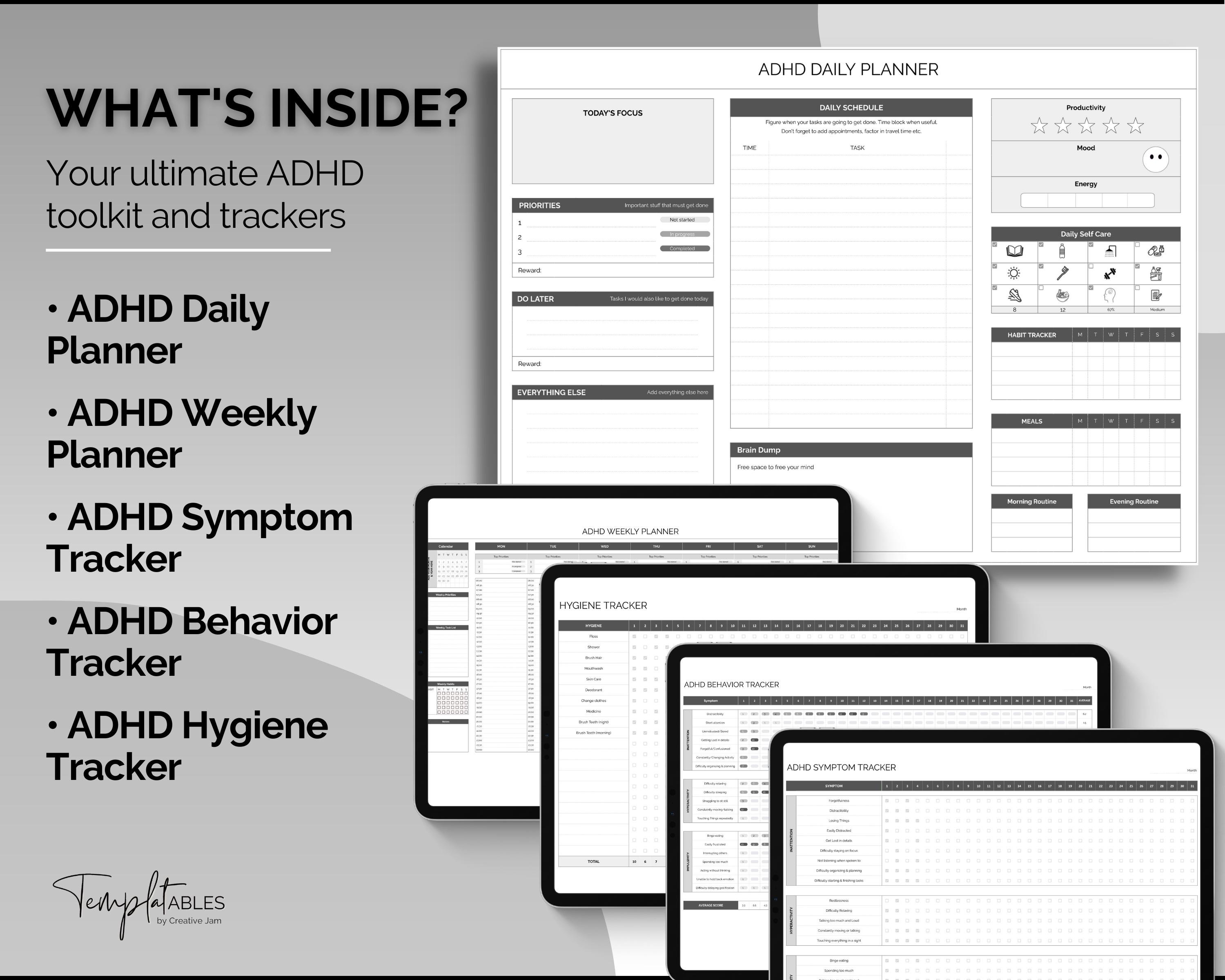 ADHD Digital Planner, Daily Planner Spreadsheet, Neurodivergent, Brain ...