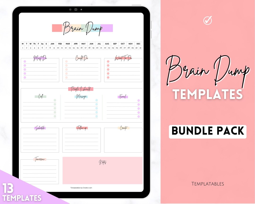 ADHD Brain Dump BUNDLE, to Do List Printable, Daily Planner Template ...