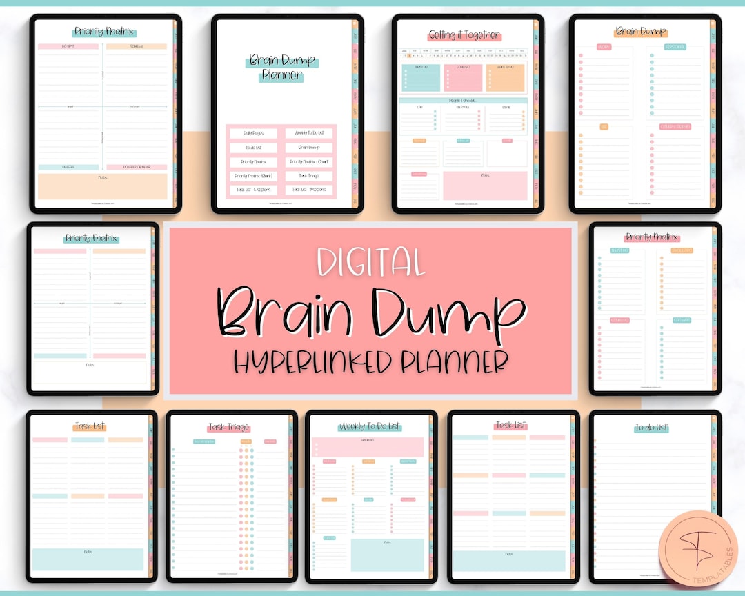 DIGITAL Brain Dump Planner, to Do List Printable, ADHD Daily Planner ...