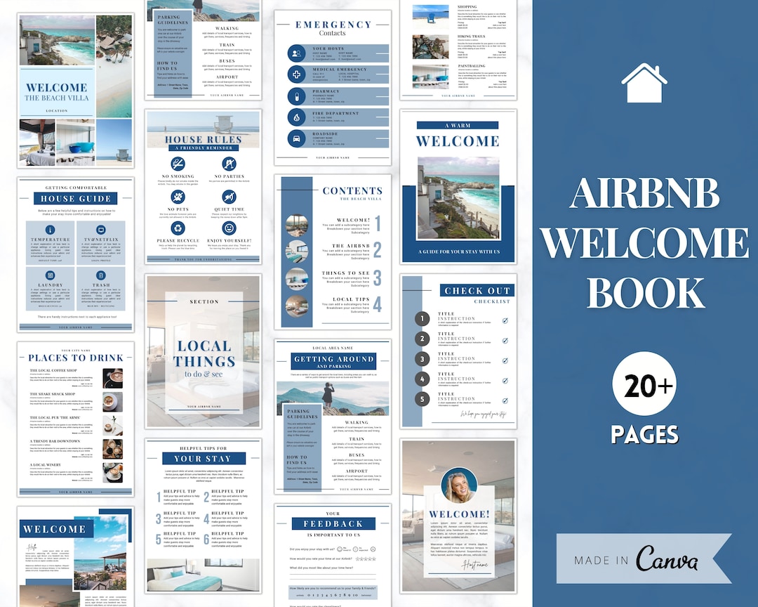 Airbnb Welcome Book Template, Editable Canva Welcome Guide, Air Bnb ...