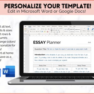 EDITABLE Essay Planner Bundle, Student Essay Writing Template, College ...