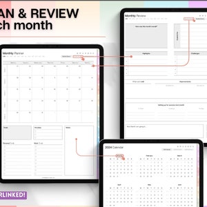 2024 Monthly Planner, Hyperlinked Digital Calendar, Monthly Planner ...