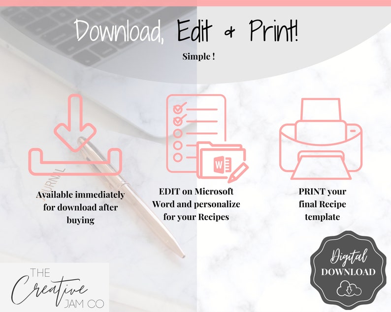 Recipe Page Template, EDITABLE Recipe Book Template, Recipe Cards ...