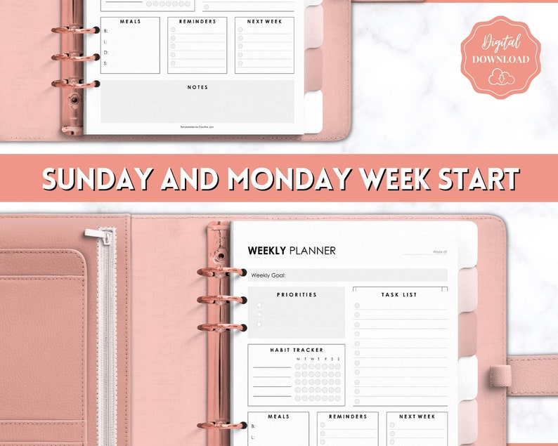 Printable Weekly Planner Template BUNDLE Week at a Glance - Etsy