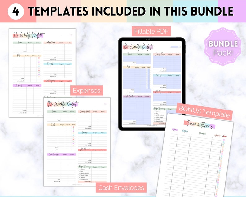 EDITABLE Biweekly Budget Planner, Bi-weekly Template, PDF Printable ...