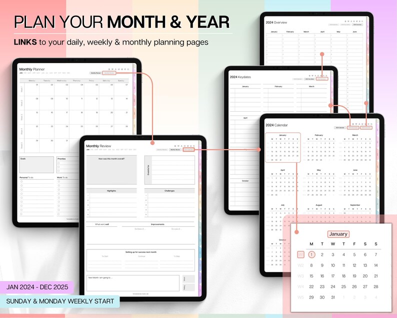COLORFUL 2025 Digital Planner, ON SALE! Goodnotes Planner, Daily Weekly ...
