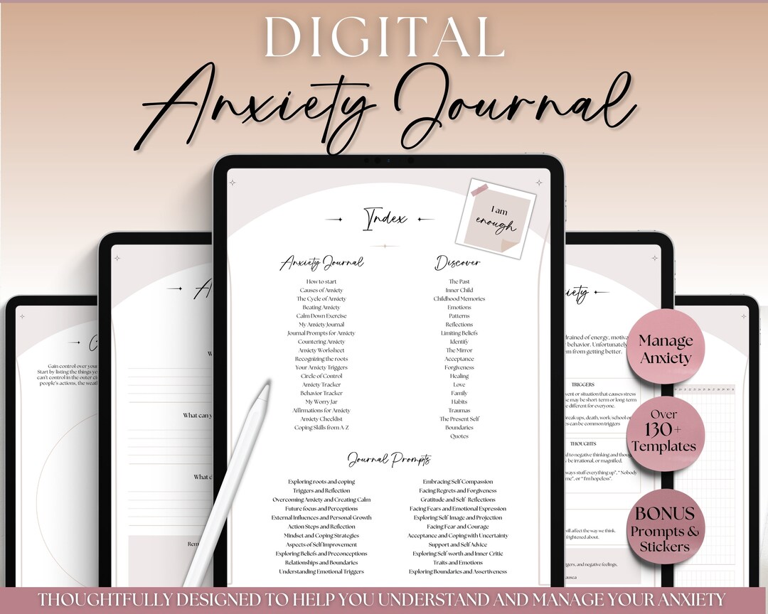 Digital Anxiety Journal, Anxiety Worksheets, Goodnotes Anxiety Relief ...