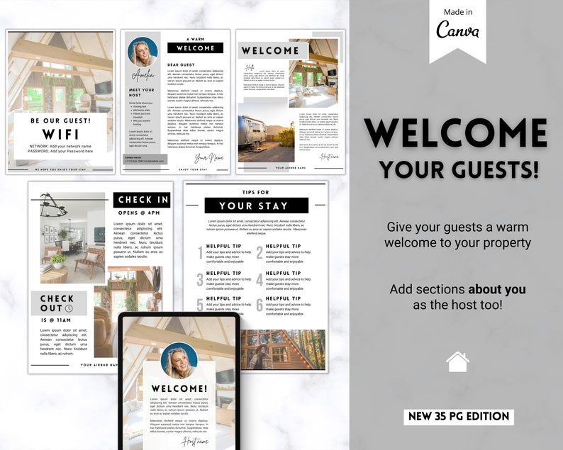 VRBO Welcome Book Template, Editable Canva Welcome Guide, Airbnb House ...