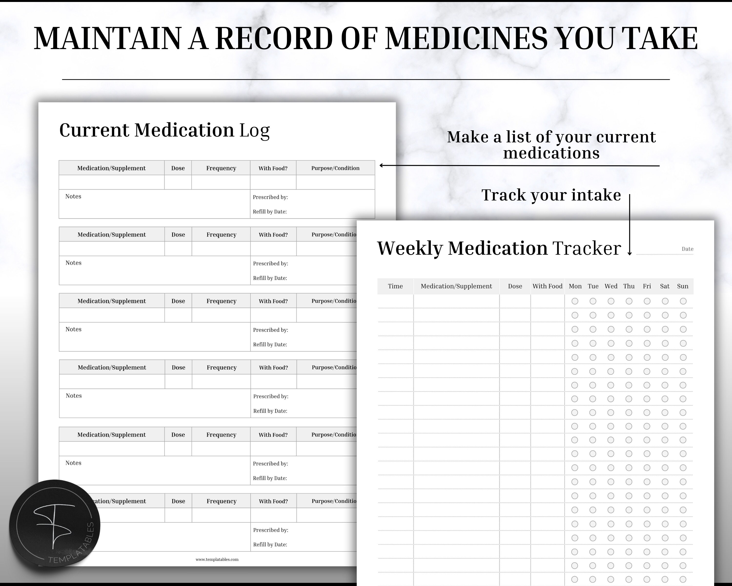 Medication Tracker Bundle, Printable Daily Medicine Log, Medication ...