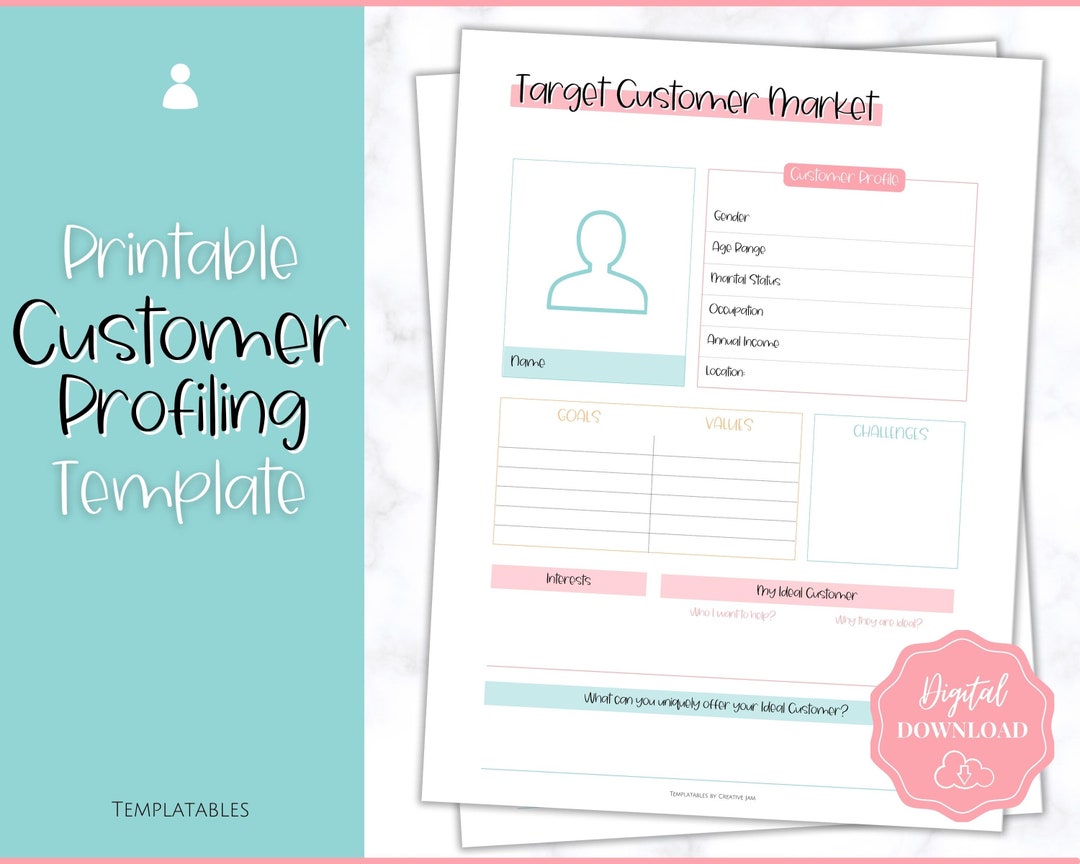 Customer Avatar Worksheet, Target Customer Market Template, Client ...