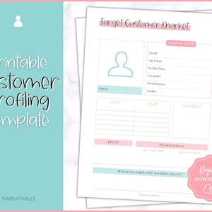 Target Customer Market Template, Customer Avatar Worksheet, Client ...