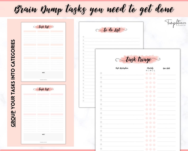 EDITABLE Brain Dump Template BUNDLE to Do List Printable - Etsy