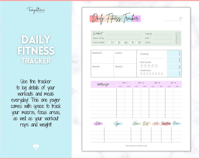 Fitness Planner, Weight Loss Tracker, BUNDLE, Workout Planner Fitness ...
