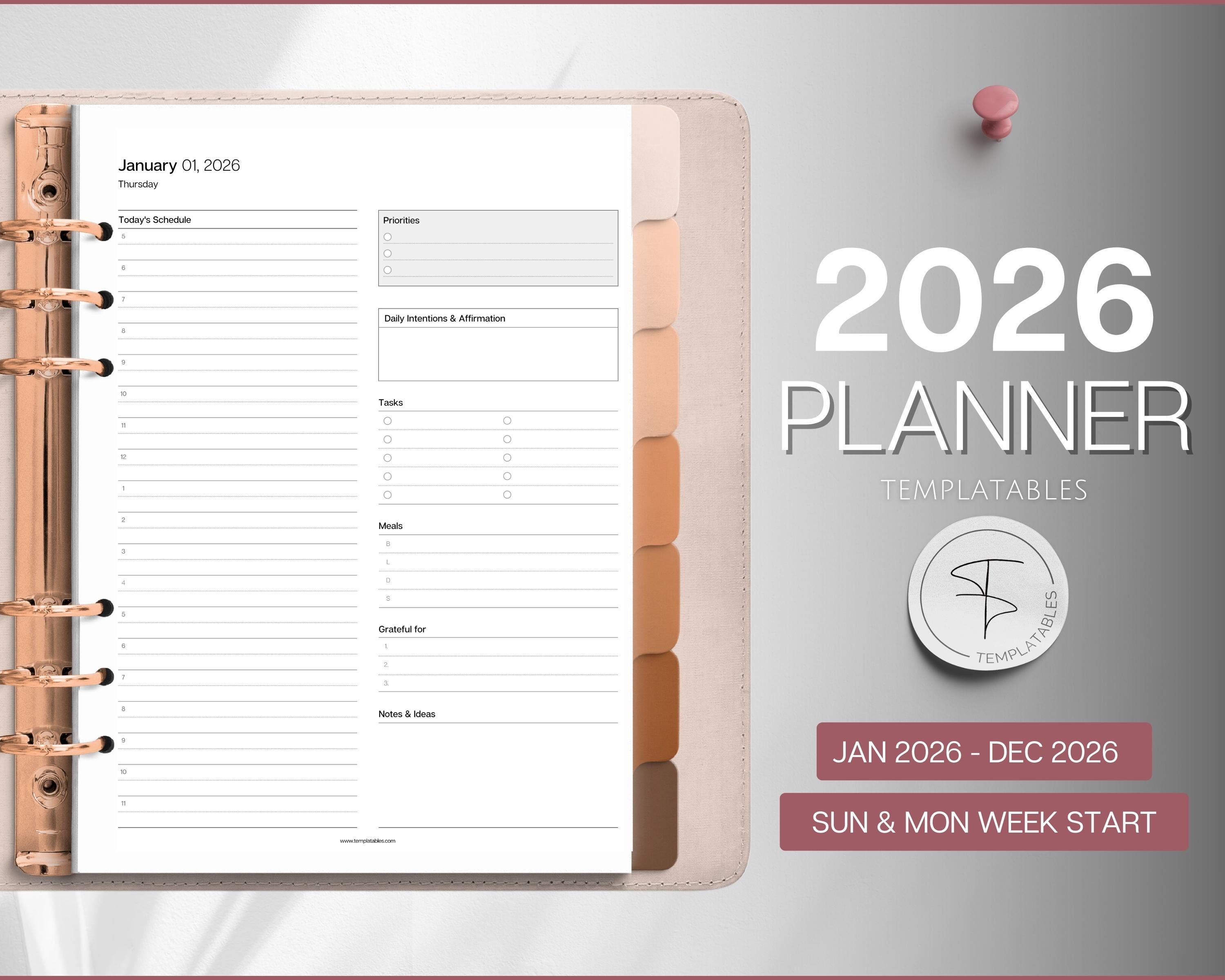 2026 Planner, DATED 2026 Printable Planner, Daily, Weekly, Monthly ...