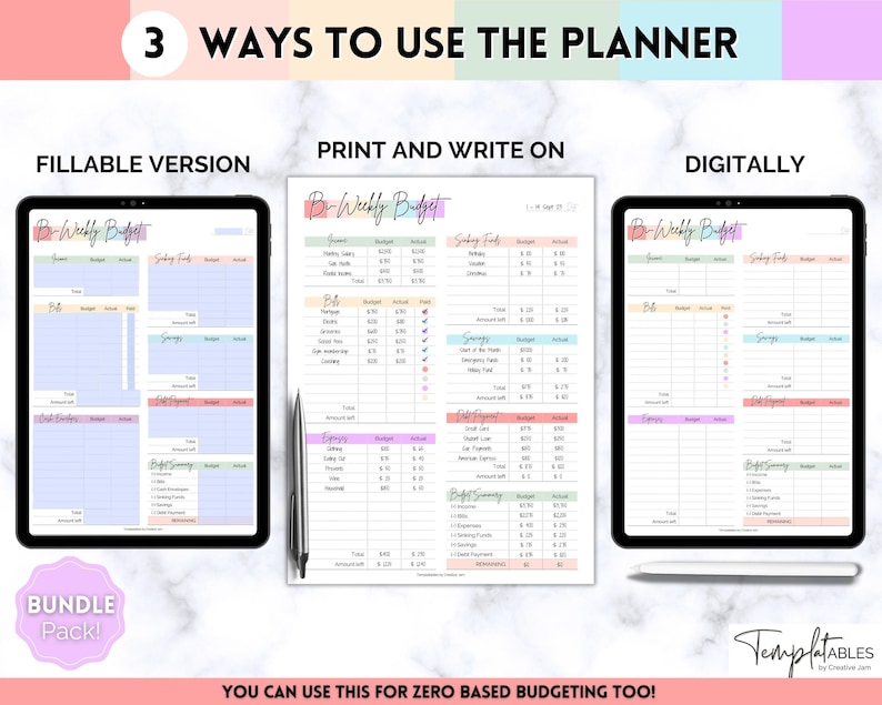 EDITABLE Biweekly Budget Planner Bi-weekly Template PDF - Etsy