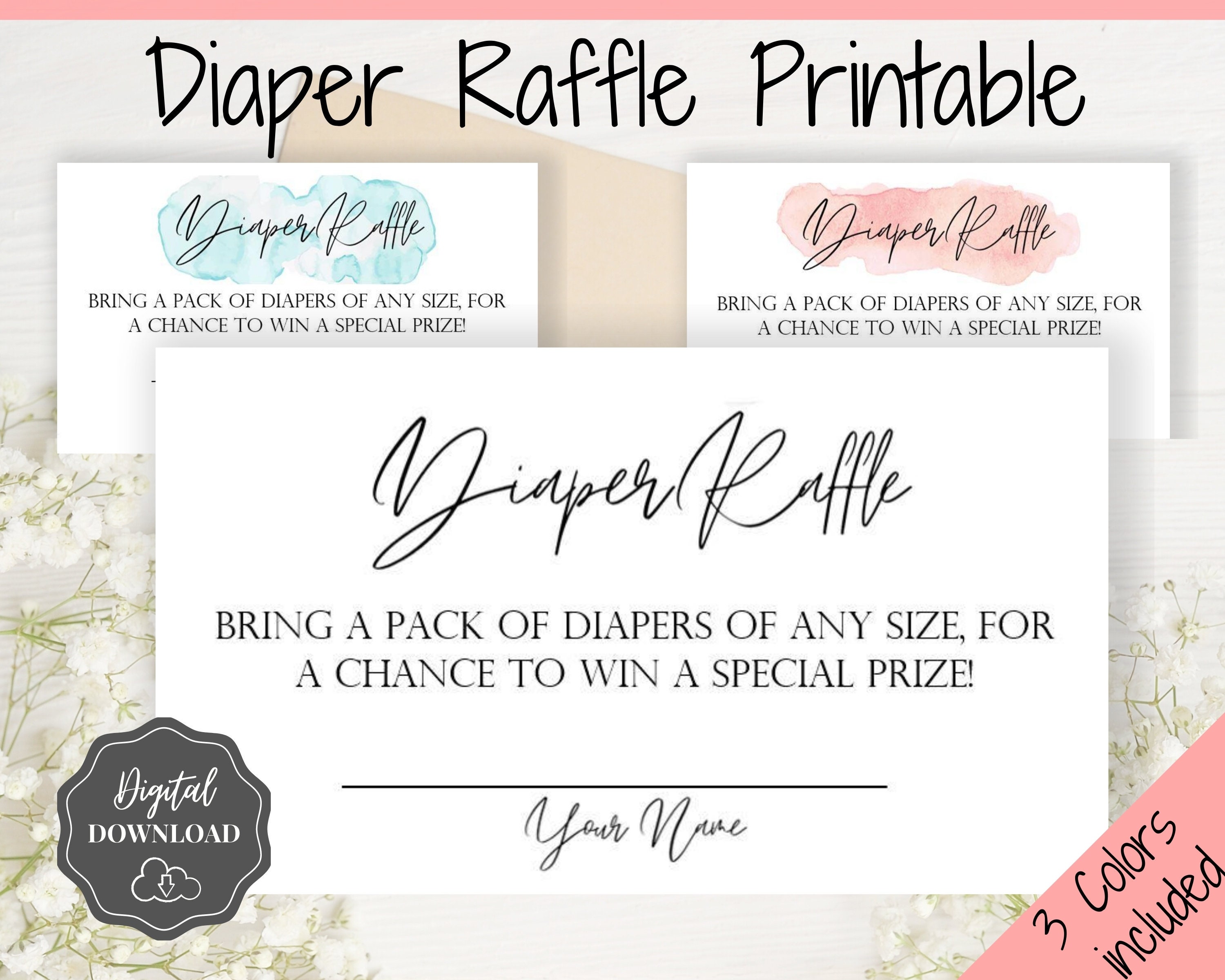 Diaper Raffle Sign Diaper Raffle Ticket Diaper Raffle Card | Etsy