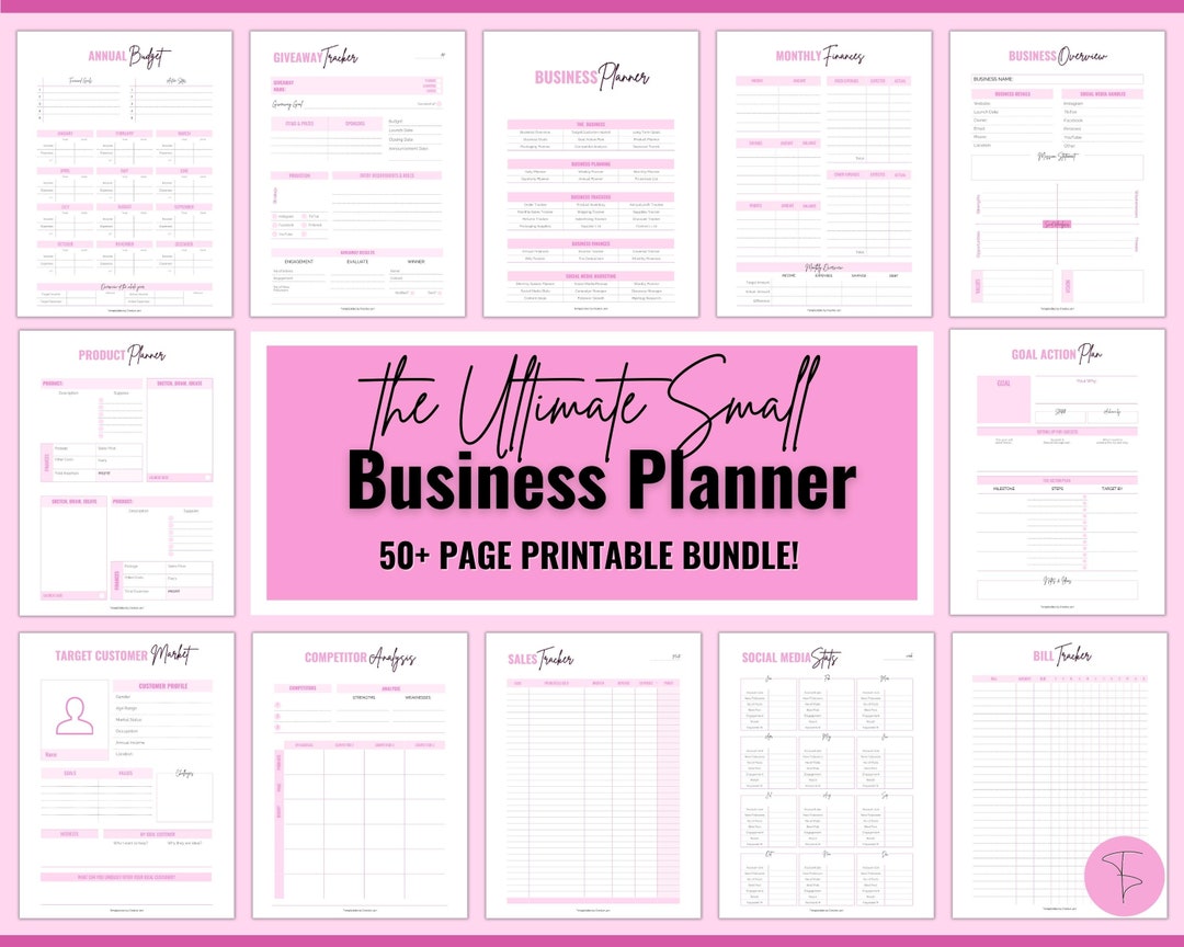 Business Planner Printable BUNDLE, Small Business Planner, Side Hustle ...