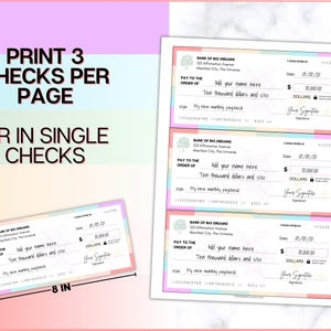 COLORFUL Manifestation Check Templates, Money Magnet, Vision Board, Law ...