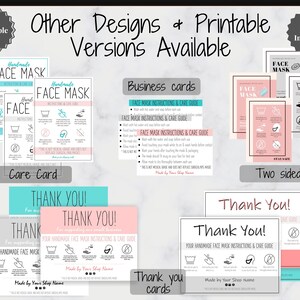 Face Mask LABEL CARE CARD, How to Handle Order Card, Face Mask ...