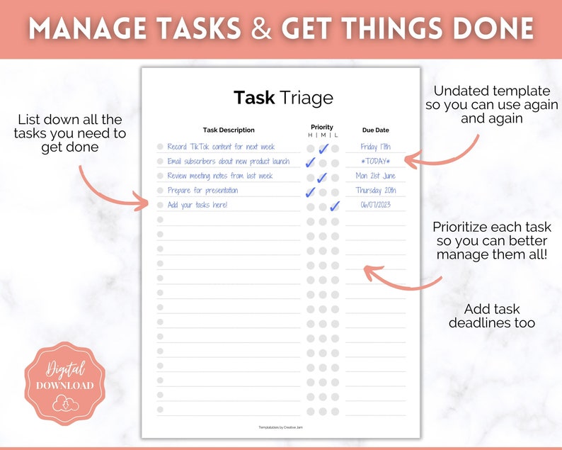 Task Triage to Do List Printable Brain Dump Template Task - Etsy