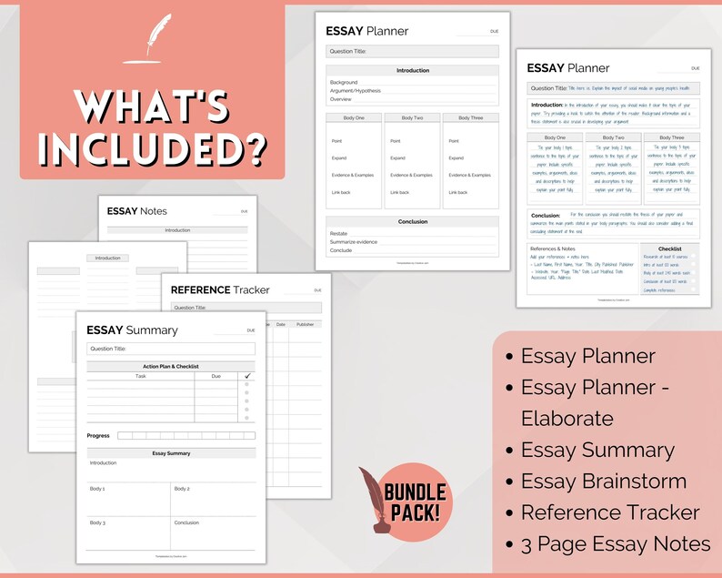 Essay Planner Printable BUNDLE for Students Essay Writing - Etsy