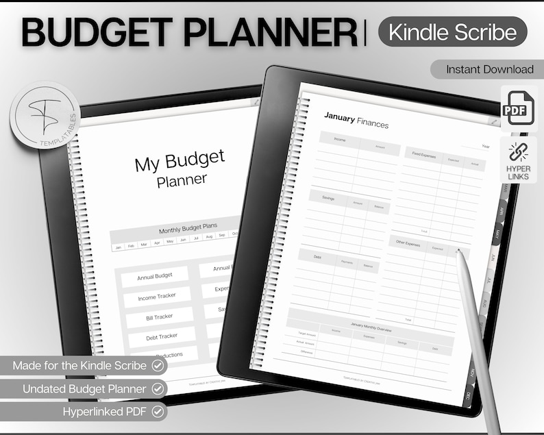 Kindle Scribe Templates, Digital Budget Planner, UNDATED Finance ...