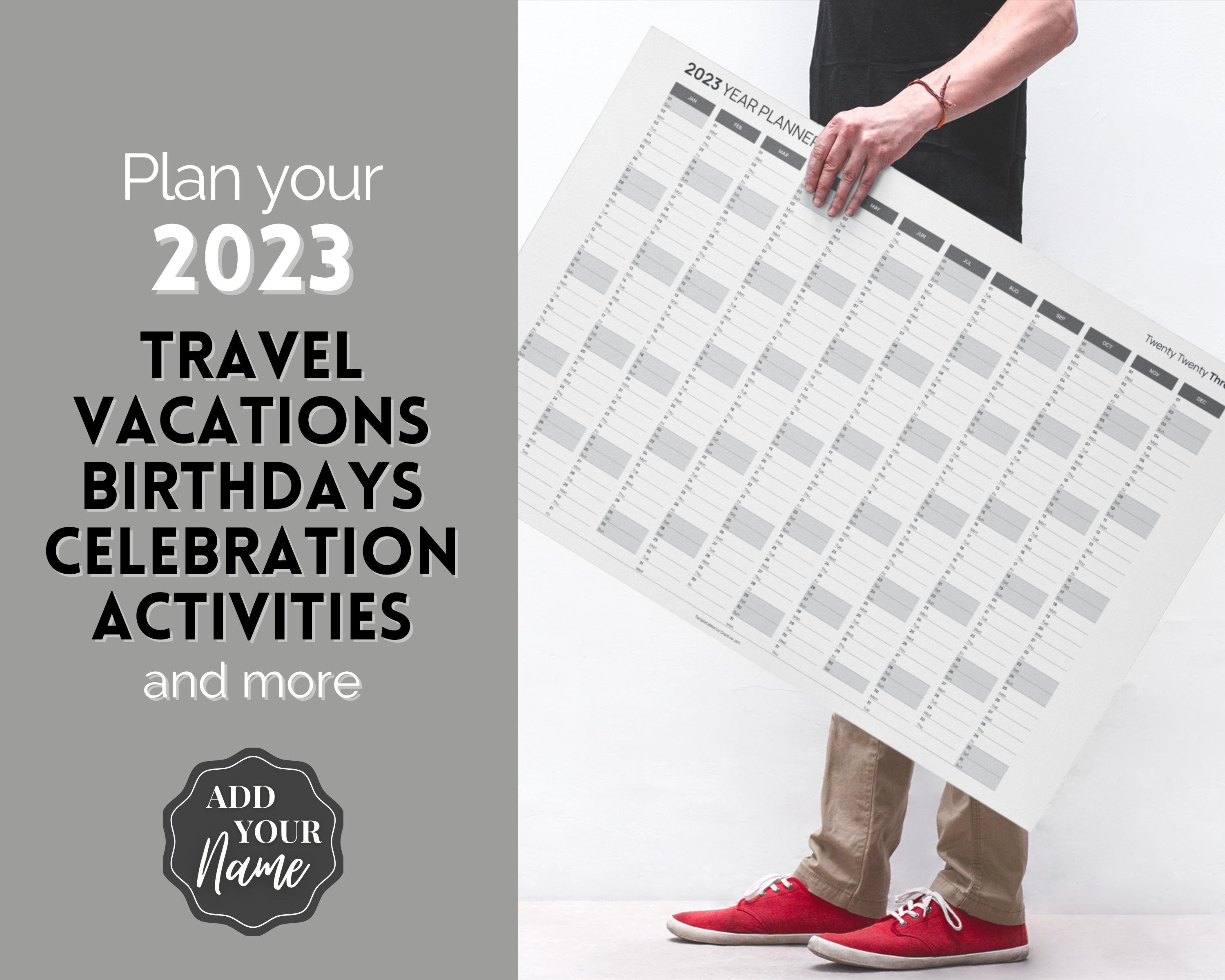 EDITABLE 2023 Wall Calendar Printable Large Yearly Calendar - Etsy Finland