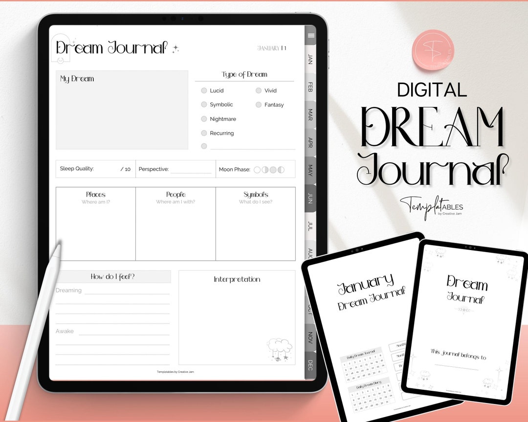 Dream Journal, Digital Journal for Goodnotes, iPad Digital Dream Diary ...