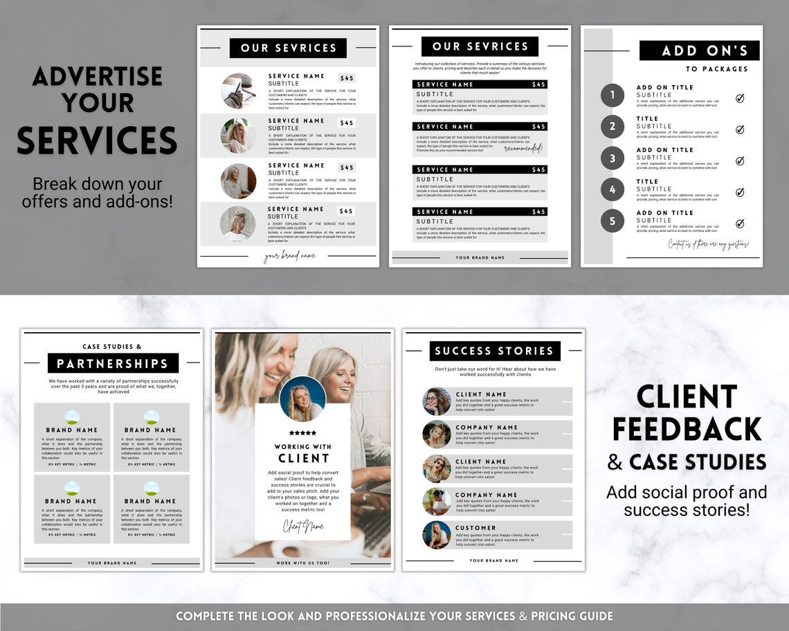 Pricing Guide Templates! Editable Services Canva Ebook, Price List ...