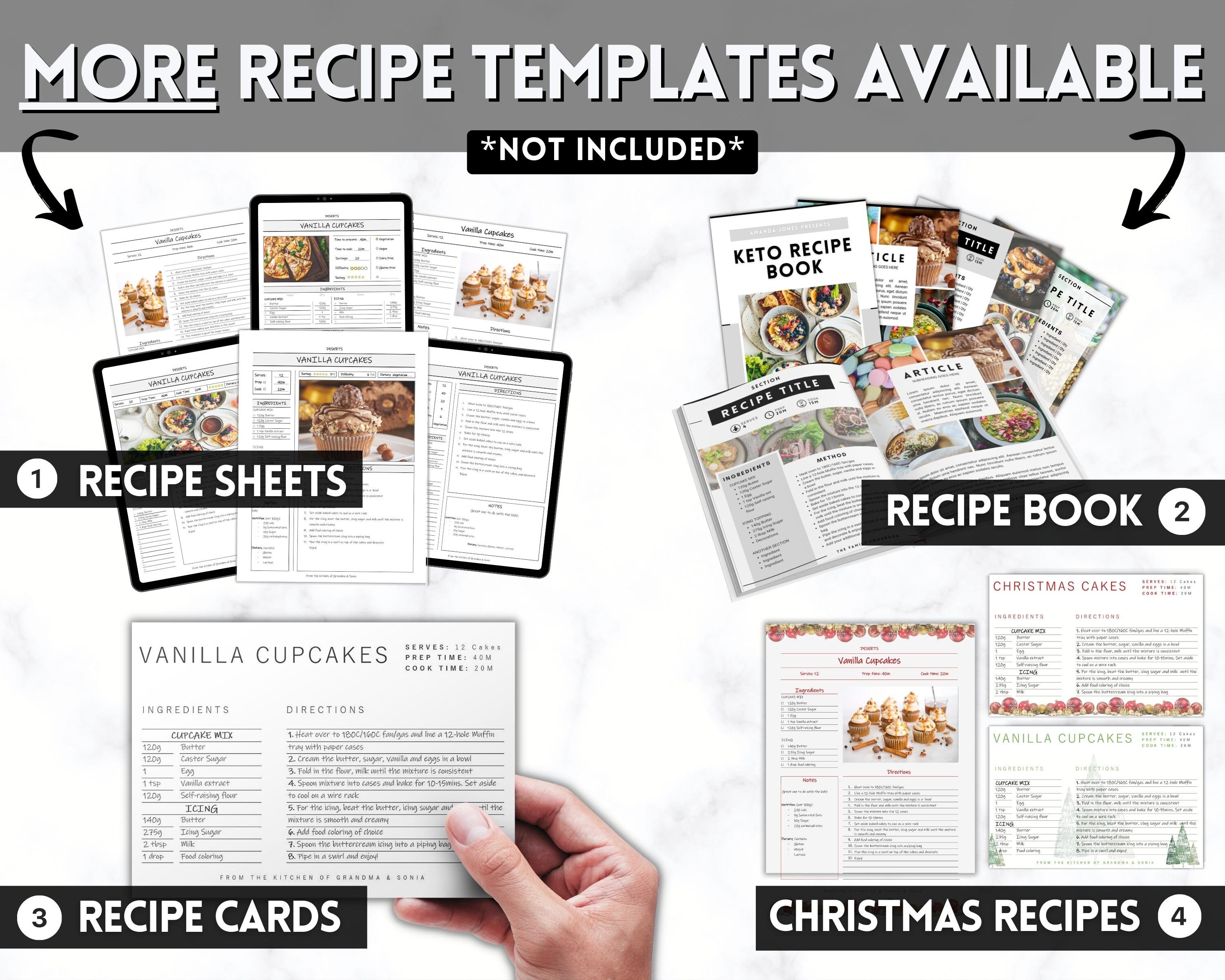 EDITABLE Recipe Binder Kit Recipe Book Template BUNDLE - Etsy Australia
