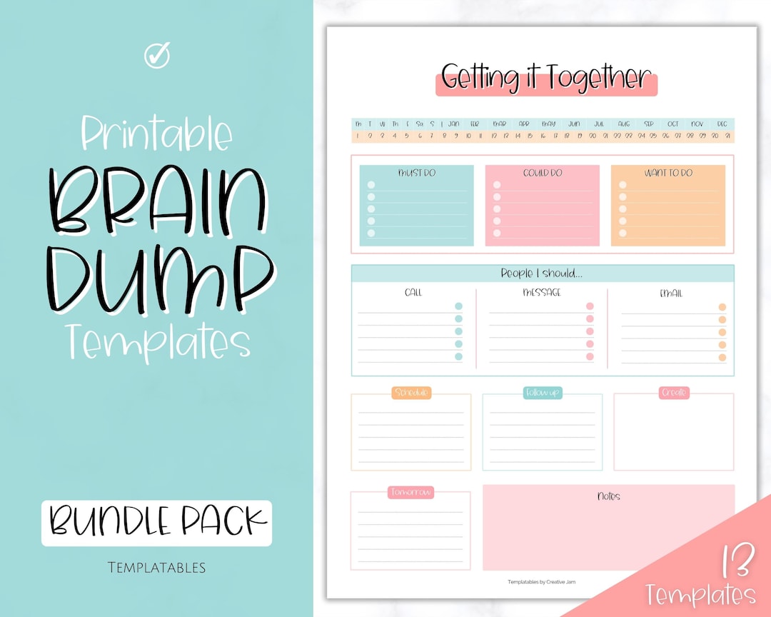 EDITABLE Brain Dump Template BUNDLE to Do List Printable - Etsy