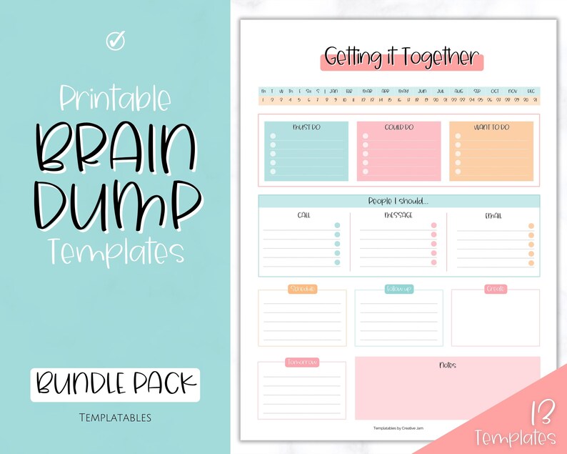 EDITABLE Brain Dump Template BUNDLE to Do List Printable - Etsy