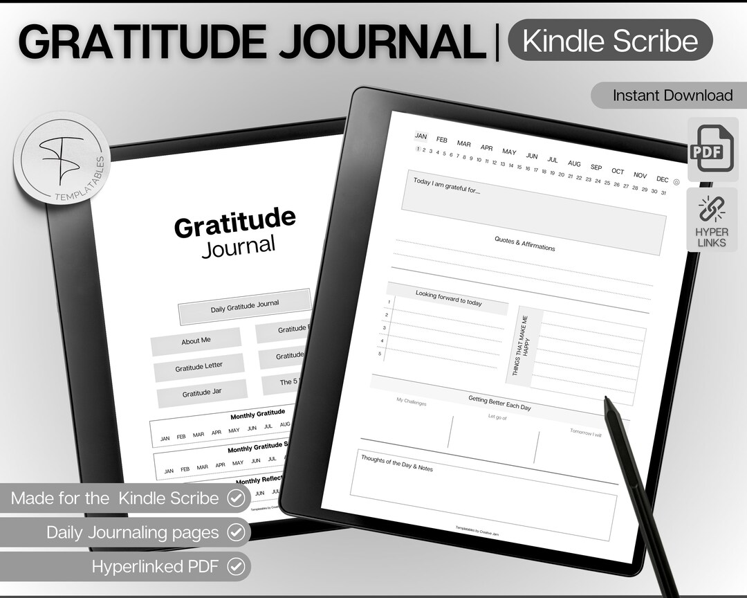 Digital Gratitude Journal, Kindle Scribe Templates, Daily Mindfulness ...
