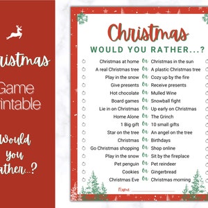 Christmas Party Game. Holiday Games Printable, Would You Rather ...