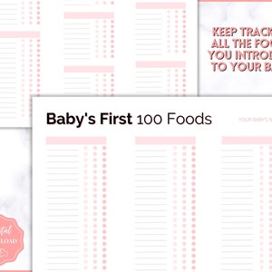 Baby First Foods Checklist, Baby Food Tracker Printable BUNDLE, Meal ...