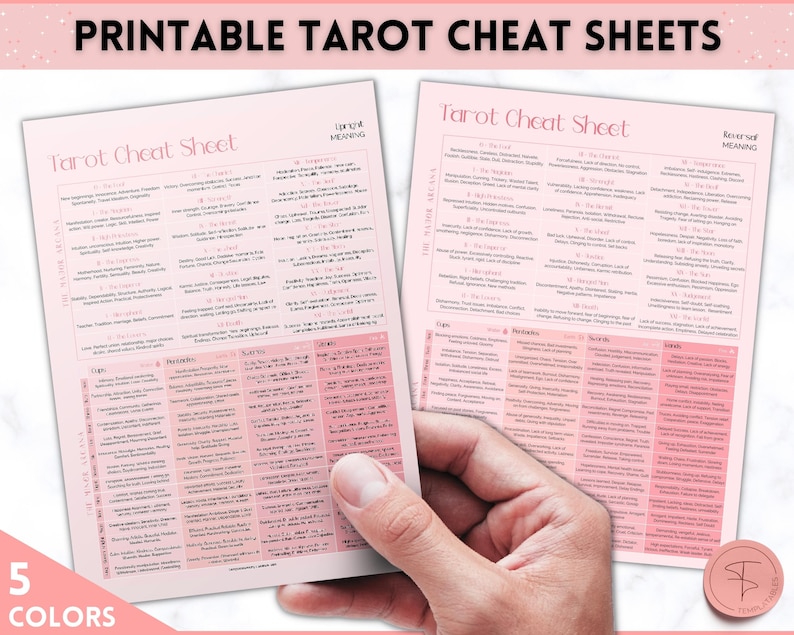 Printable Tarot Cheat Sheet Upright & Reverse Meanings Learn - Etsy UK