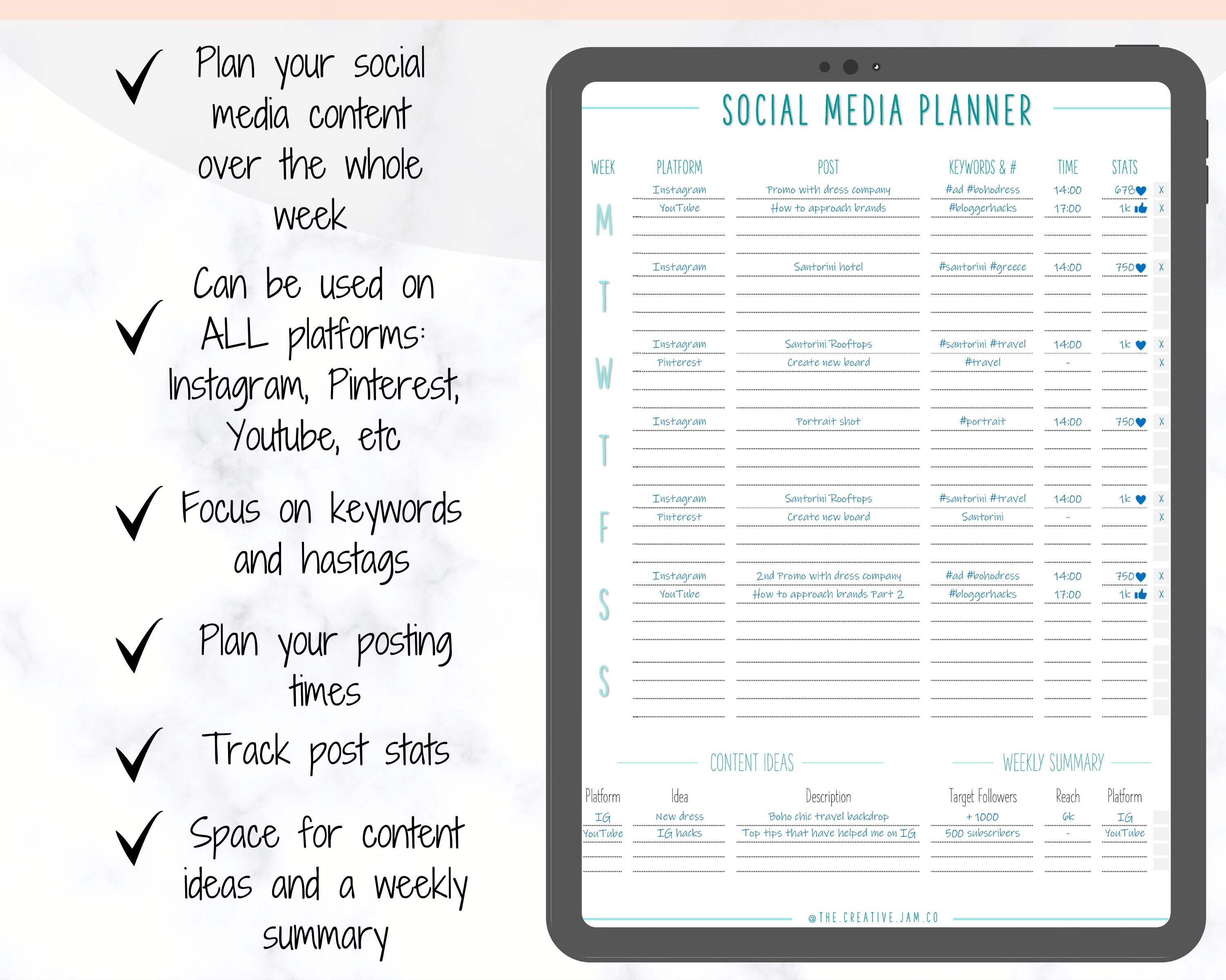 Social Media Planner Printable. Tracker for Instagram | Etsy UK