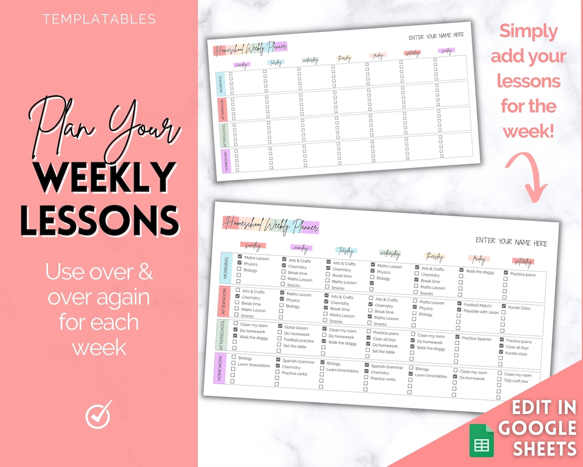 Editable Lesson Plan Template Weekly Lesson Planner Etsy