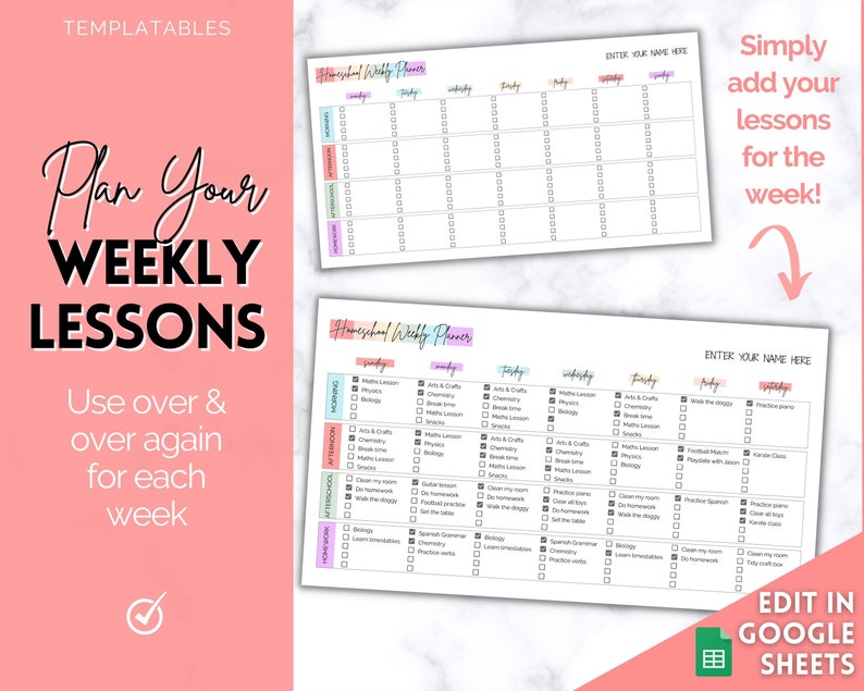 EDITABLE Lesson Plan Template, Weekly Lesson Planner Spreadsheet ...