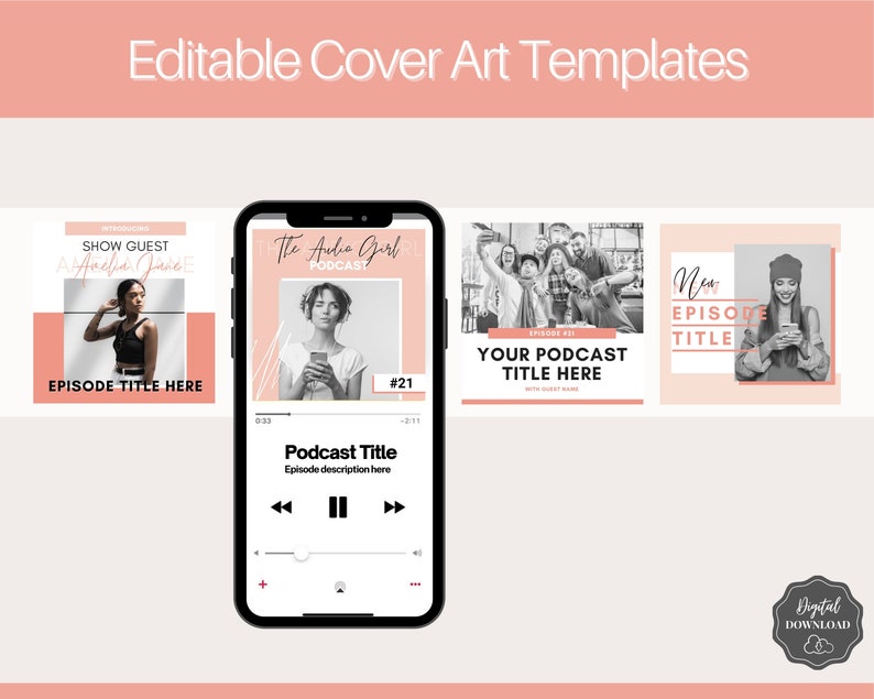 10 Editable Podcast Cover Art Templates. Podcast Canva BUNDLE. - Etsy ...