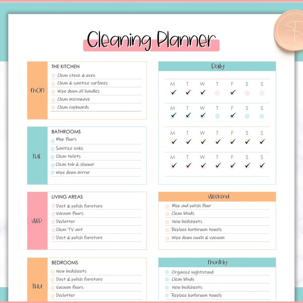 Free Printable Cleaning Checklist - Etsy