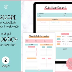 Substitute Teacher Note, Printable Teacher Planner Template, While You ...