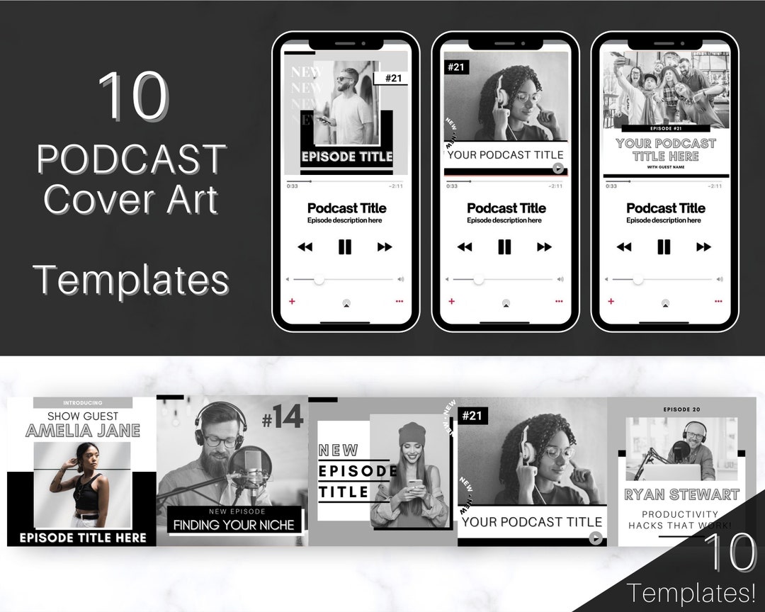 10 Editable Podcast Cover Art Templates. Podcast Canva BUNDLE. Pod Cast ...